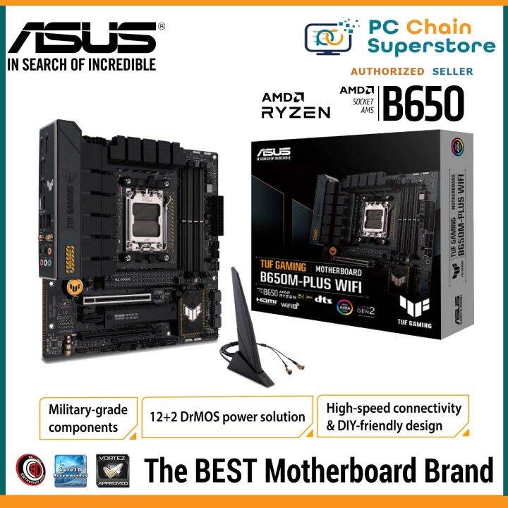 ASUS TUF Gaming B650M-PLUS WIFI DDR5 AM5 B650 mATX Motherboard - Military Grade Components ...