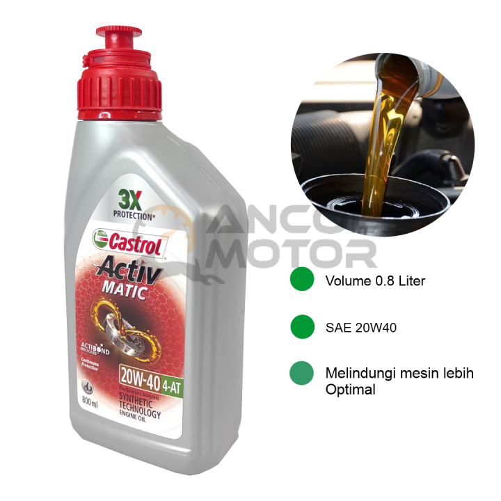 Oli Castrol Activ Matic 20w40 800ml Motor Matik Honda Yamaha Suzuki ...
