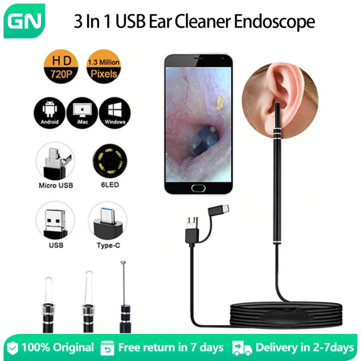 3 In 1 USB Ear Cleaner Endoscope & Otoscope 5.5mm 1 Megapixels HD ...