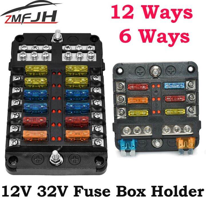 6 Ways 12 Ways Modified Terminal Block Fuse With LED Warning Light Car ...