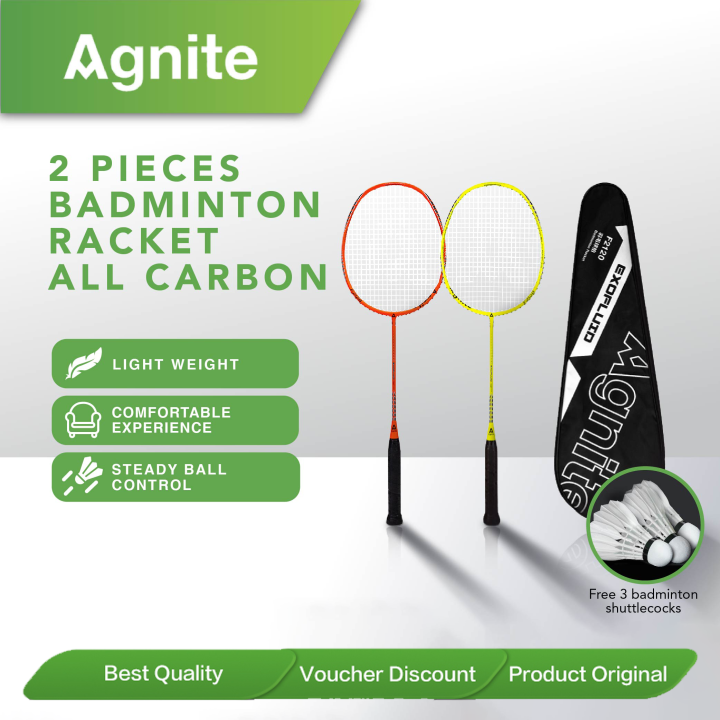 AGNITE 2Pcs Badminton Original Racket Set All Carbon F2120 | Lazada PH