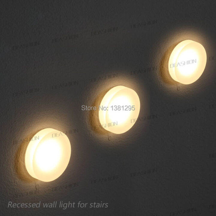 1PCS Round Moon Acrylic Recessed Wall Step Stair Light 1W 12V 24V ...