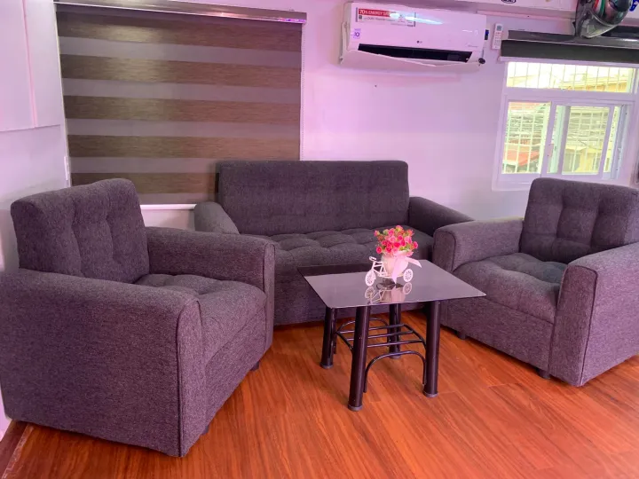 Ambassador gray sofa set with center table brand new uratex02 | Lazada PH