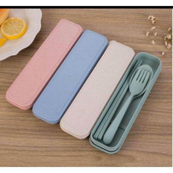 SENDOK JERAMI GANDUM GARPU SUMPIT PORTABLE SET atau ALAT MAKAN BAHAN ...