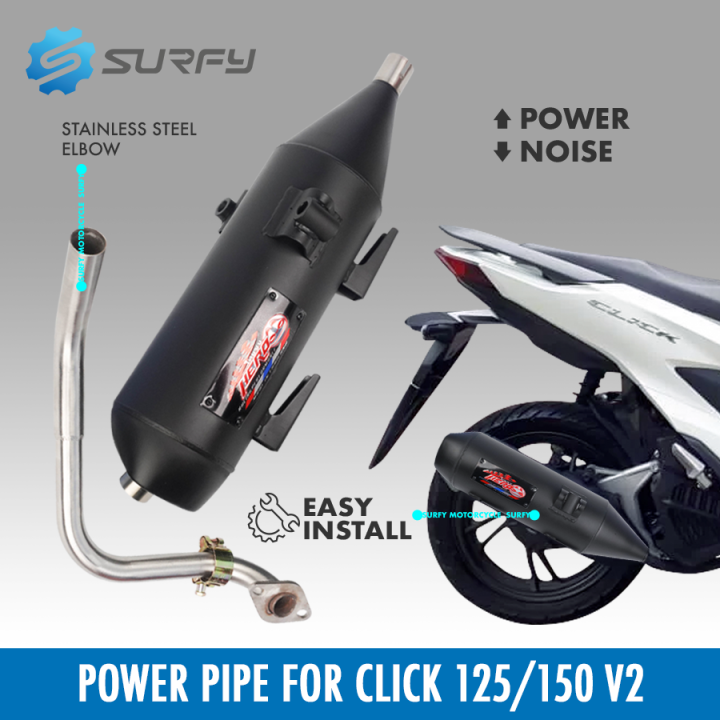 Racing Hero Pipes Muffler V4 Set For Click 125/150 Power Pipes With ...
