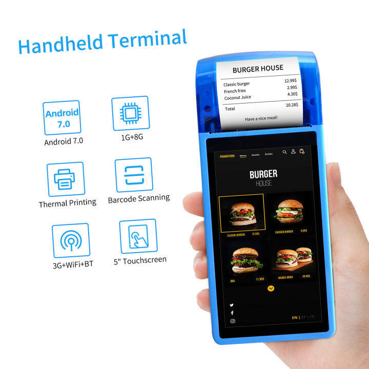 Handheld Pos Receipt Printer Android 7 0 Pda Terminal 1d 2d Qr Barcode