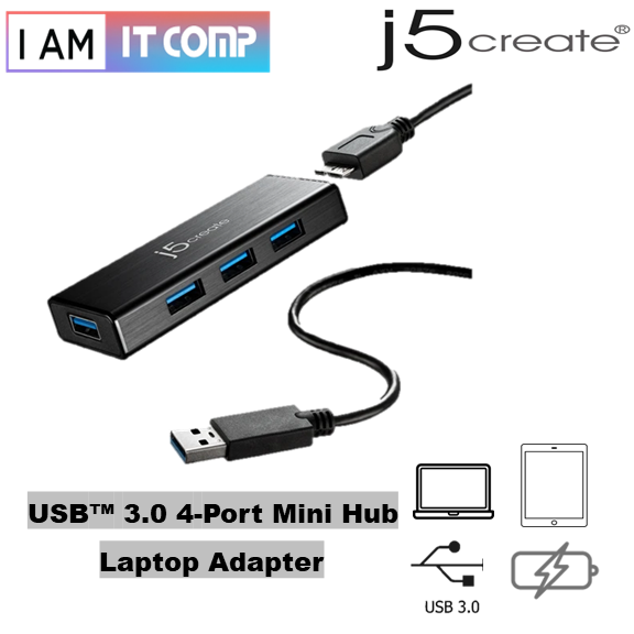 J5create JUH340 USB3.0 4 Port Mini Hub- WITH Adapter | Lazada