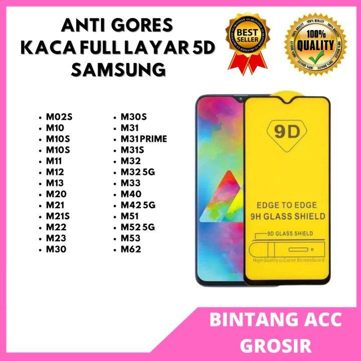 TEMPERED GLASS 5D - FULL LAYAR SAMSUNG M02S M10 M10S M10S M11 M12 M13 M20 M21 M21S M22 M23 M30 ...