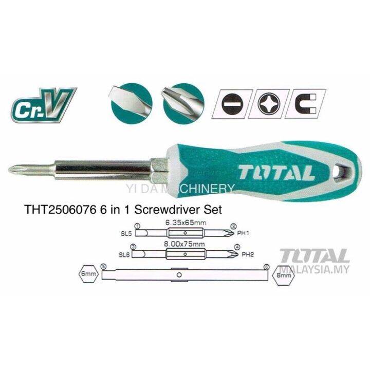 TOTAL THT2506076 6 in 1 Screwdriver Set | Lazada