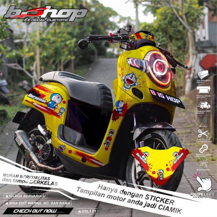 Decal sticker motor matic motif doraemon variasi warna pilihan | Lazada ...