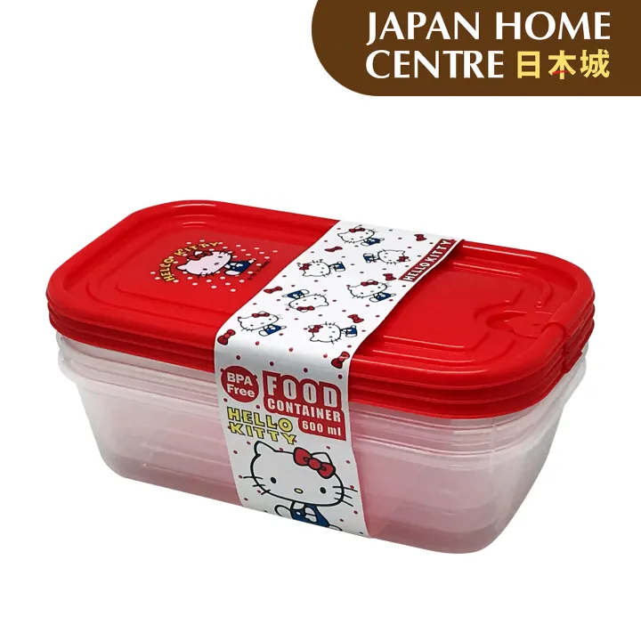 Hello Kitty Rectangular Food Container 3pcs/Set - 600ml - Red [Japan ...