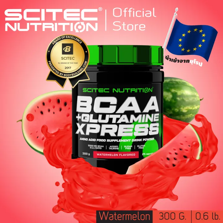 SCITEC NUTRITION BCAA+Glutamine Watermelon 300g (กรดอะมิโนบีซีเอเอ กลู ...