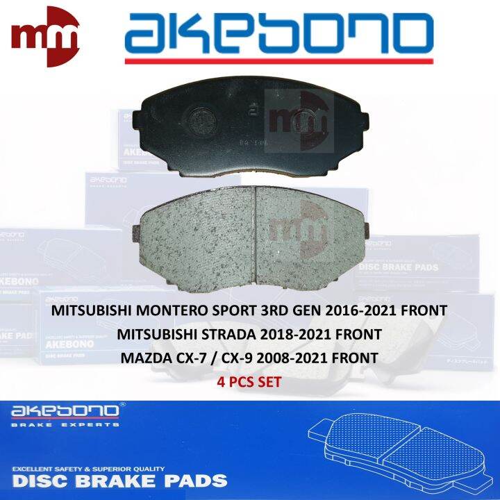 AKEBONO Brake Pads for MITSUBISHI MONTERO SPORT 3rd GEN 2016-2021 ...