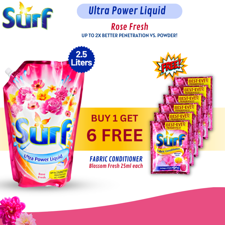 KZLA Buy 1 Get 6 Free Surf Ultra Power Liquid Rose Fresh 2.5 Liters Big ...