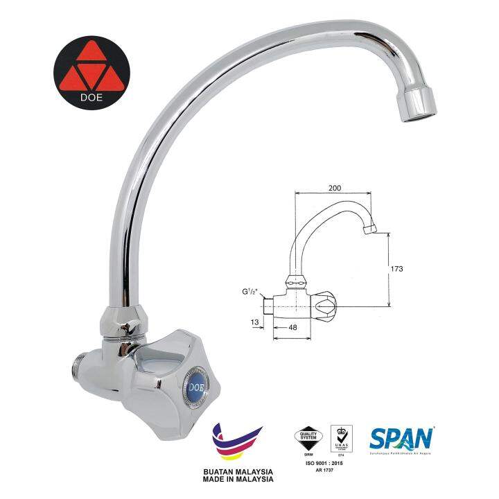 Doe DE116A Wall Mounted Sink Tap - Arrowline handle | Lazada
