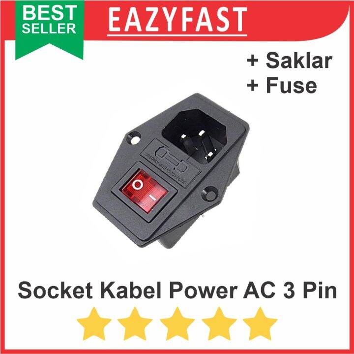Socket Kabel Power AC 3 Lubang Pin Fuse Switch Saklar PSU Komputer PC | Lazada Indonesia