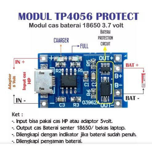 tp 4056 dengan ic proteksi 1 ampere | Lazada Indonesia