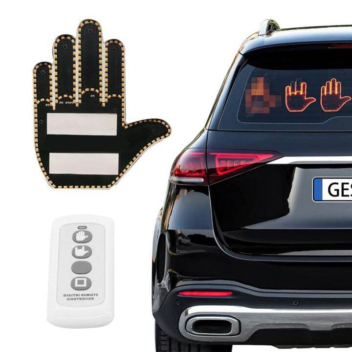 CTIC LED Car Middle Finger Light Remote Control Decorative Lights Sign ...