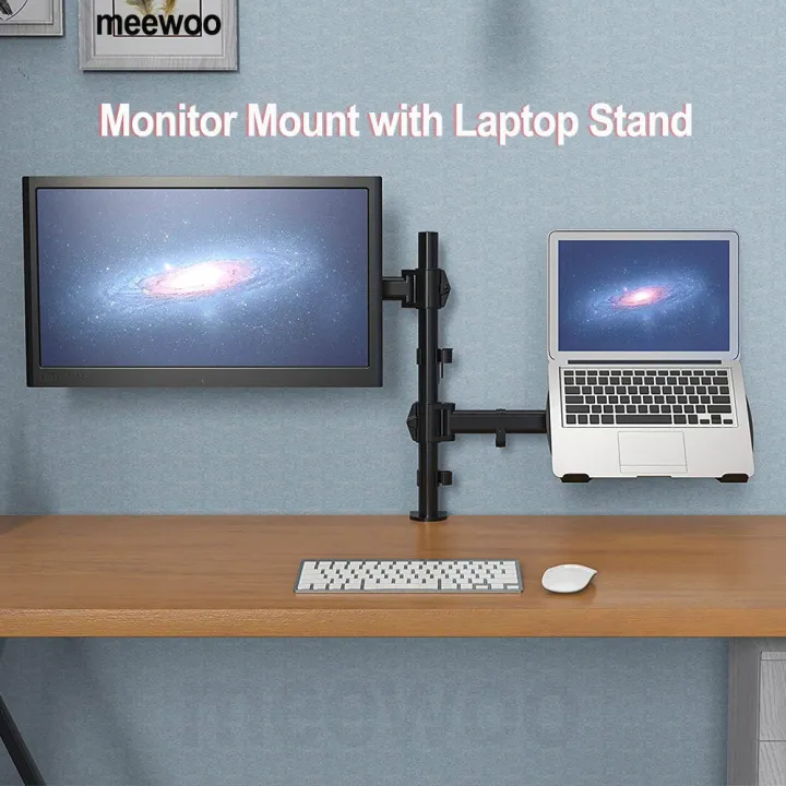 Dual Monitor Mount / Bracket C-Clamp-Including laptop stand Adjustable ...