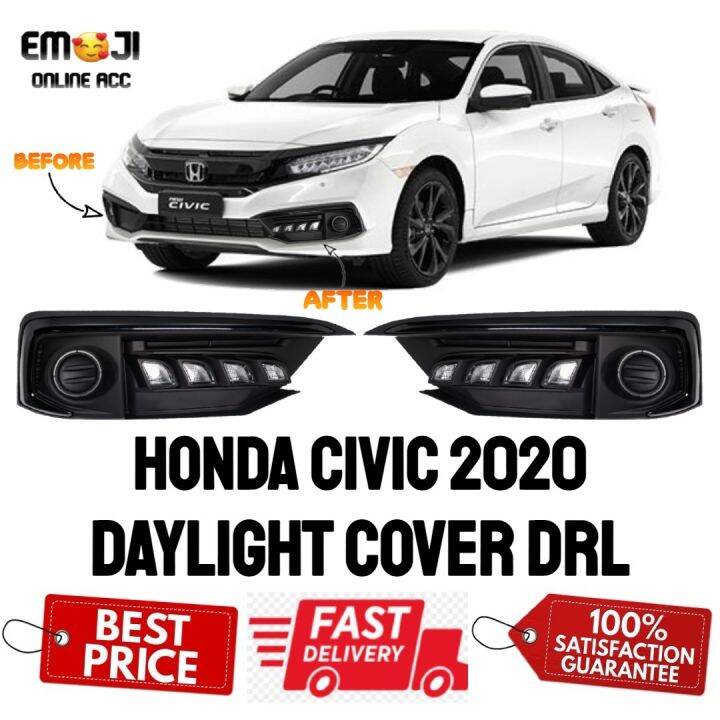 HONDA CIVIC 2020 - 2021 LED DRL DAYLIGHT COVER FRONT BUMPER DAYTIME ...