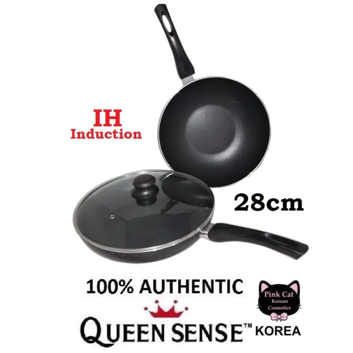 QUEEN SENSE Induction Fry and Wok Pan Shine Set 28cm (3items) | Lazada PH