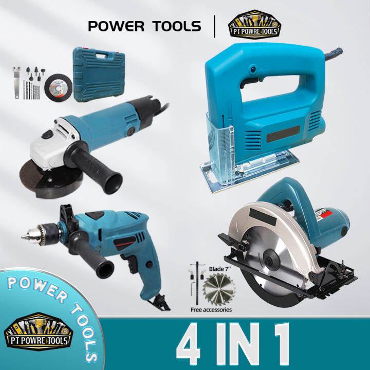 【4in1 Woodworking set】circular saw and angle grinder and impact drill set and electric planer ...