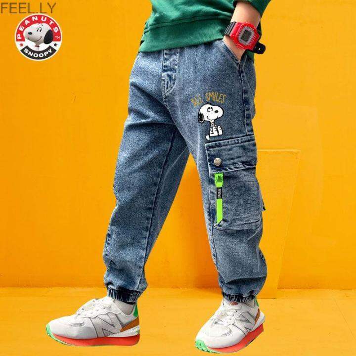 Feel.ly Snoopy กางเกงยีนส์ชายฤดูใบไม้ร่วงและฤดูหนาว2022ใหม่เด็กขนาดใหญ่ ...