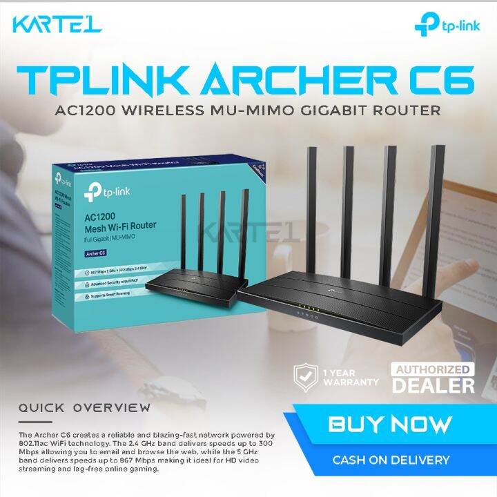 TP-Link Archer A6 AC1200 Wireless MU-MIMO Gigabit Router | TPLink Dual ...