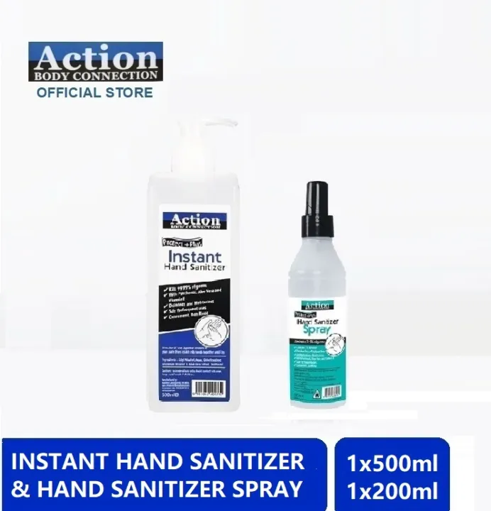 ACTION Instant Hand Sanitizer 500ml & Hand Sanitizer Spray 200m [HALAL ...