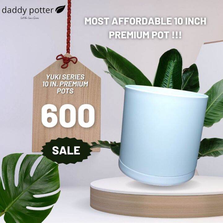 Daddy Potter Cylindrical White Plastic Pots for Big Plants 10 inches ...