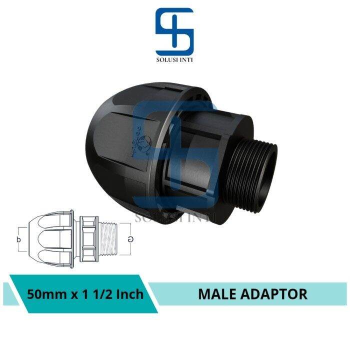Male Adaptor hdpe 50mm x 1 1/2inch fitting pipa hdpe adaptor drat luar ...