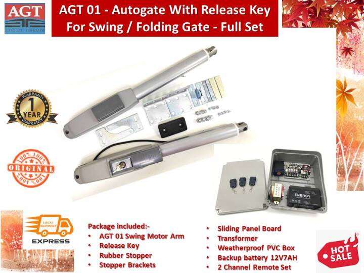 Autogate AGT 01 With Release Key for Swing / Folding Gate - Full Set | Lazada