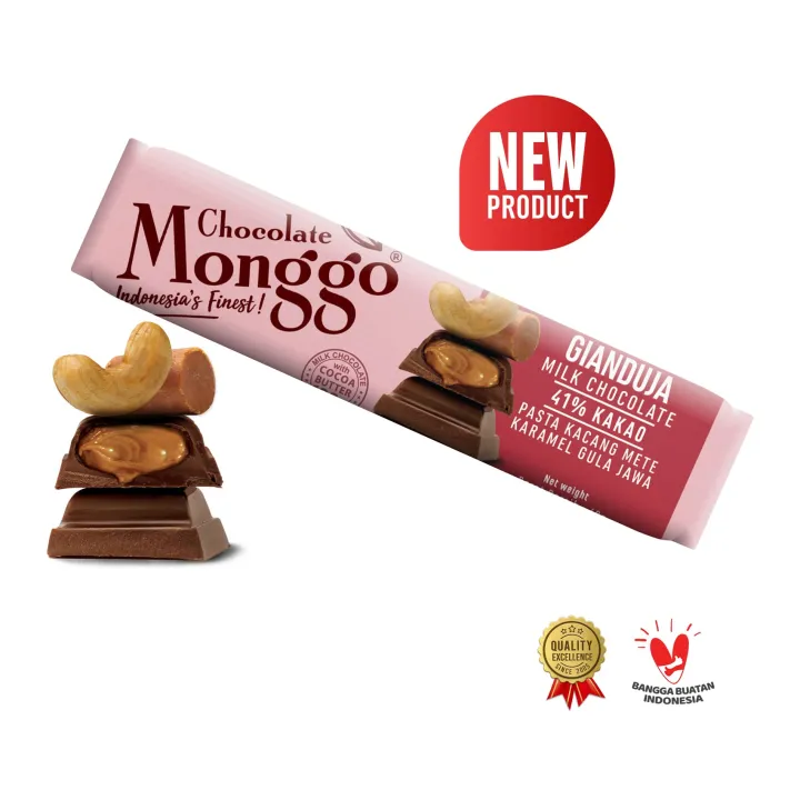 Chocolate Monggo | Gianduja Milk Cokelat Bar 40g | Coklat Snack Kacang ...