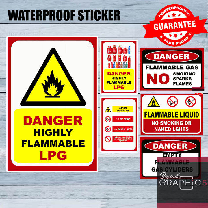 BG Safety Signage : Flammable Gas / LPG / Sign waterproof Sticker ...