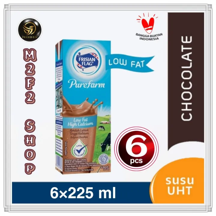 Susu Frisian Flag Purefarm Low Fat Belgian Chocolate | Cokelat Kotak UHT - 225 ml (Kemasan 6 Pcs ...