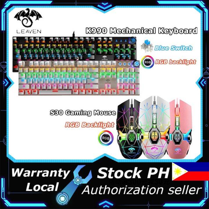 Leaven K990 Gaming Keyboards Mechanical Backlit Keyboard And S30 RGB Mouse for Windows Gaming PC ...