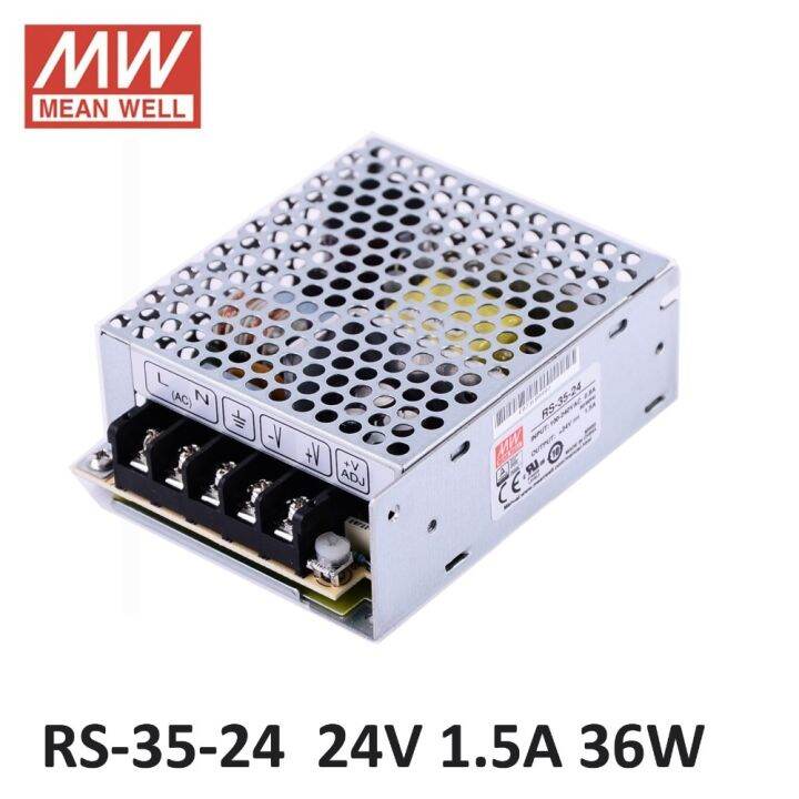 AC DC Power Source 24V 1.5A 36W Meanwell Switch Supply RS-35-24 Miniature size 5G vibration SMPS ...