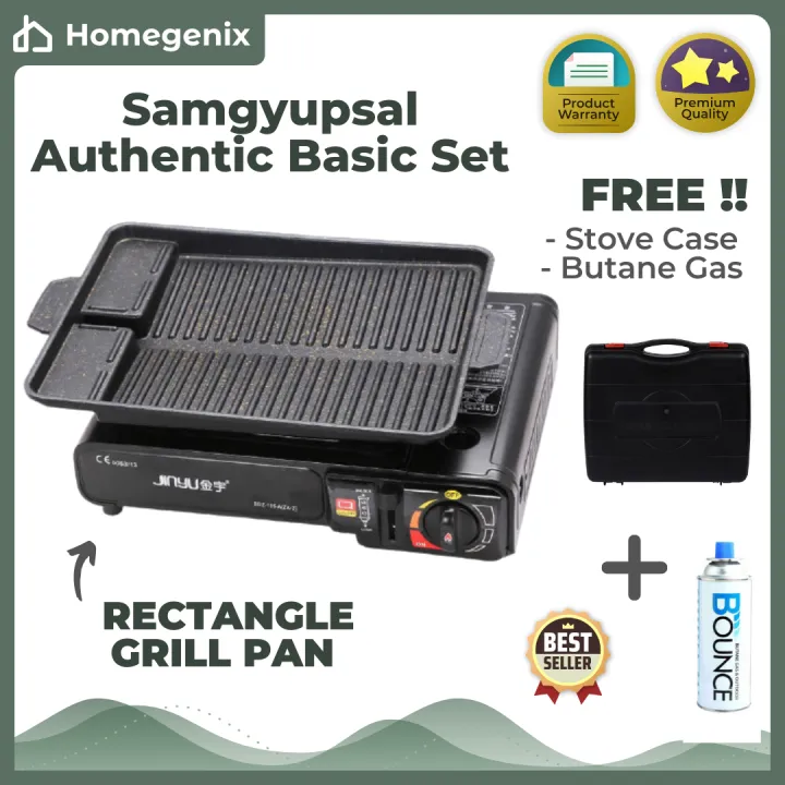 BEST SELLER l Samgyupsal Authentic Basic Set | Rectangle Grill Pan with ...