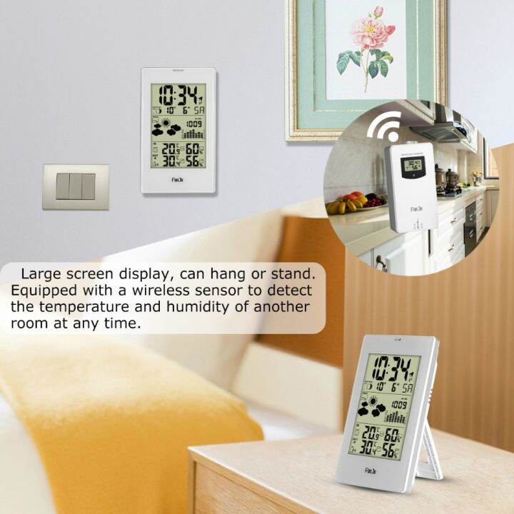 FanJu FJ3352 Weather Station Digital Wall Clock Thermometer Hygrometer ...