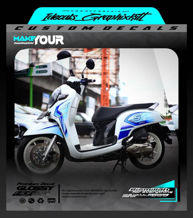 00372 sticker decals fullbody honda scoopy tema garis simpel bebas ...