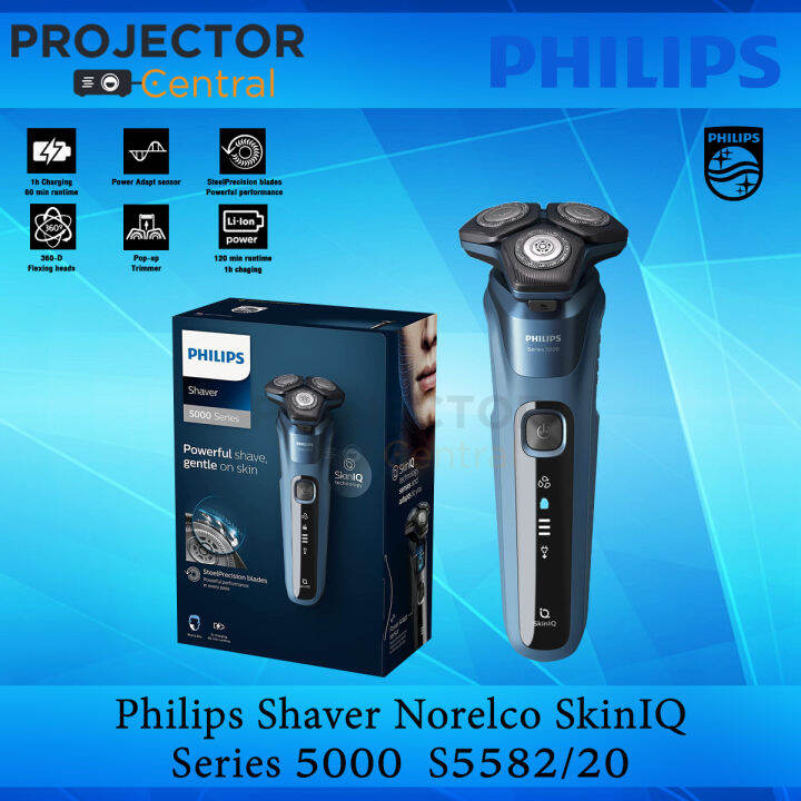 Philips Norelco SkinIQ Shaver 5000, Rechargeable Wet & Dry Shaver with Pop-Up Trimmer ( S5582/20 ...