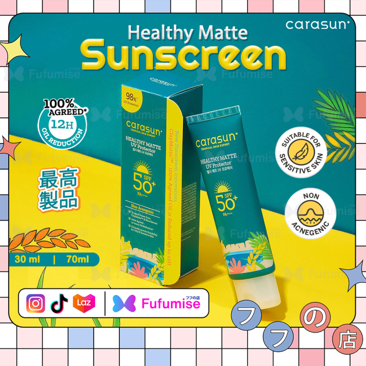 CARASUN Sunscreen Healthy Matte UV Protector 70ml | 30ml | SPF 50+ PA++++ | Normal-Oily Skin ...