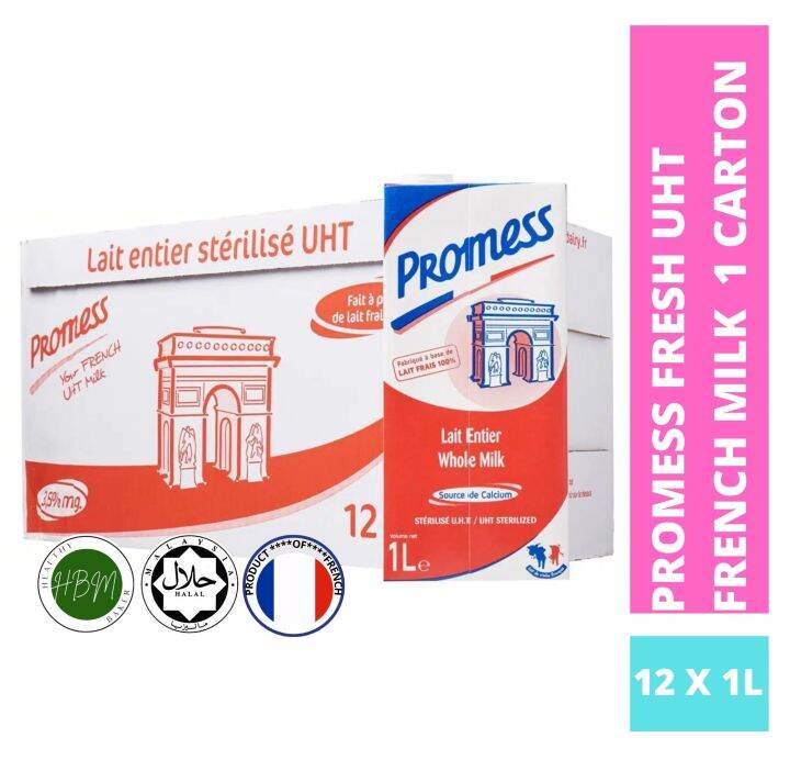 Promess Fresh UHT French Milk 1 Carton / 12 X 1L | Lazada