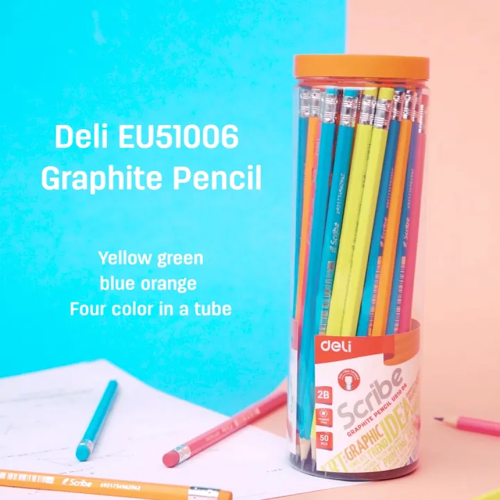 Deli School Supplies- Scribe Pencil 2B 50pcs/tube EU51006 (1 Tube ...