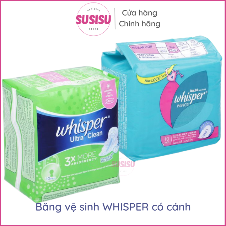 Băng vệ sinh WHISPER Regular Flow-wings/Bvs mỏng cánh WHISPER Ultra ...