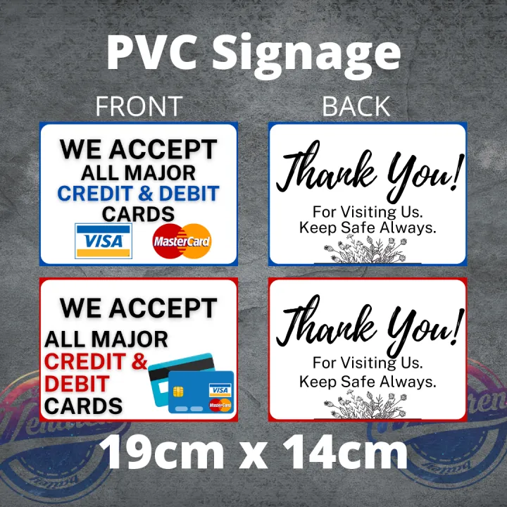 We Accept CARD PVC Waterproof Signage For Business Wall Door Gate BACK ...