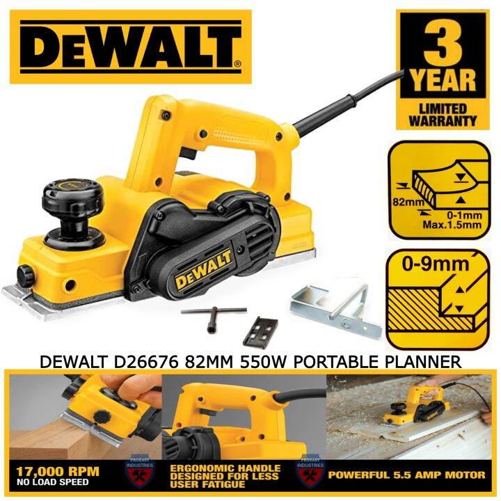 DEWALT D26676-B1 82MM 3-1/4" PORTABLE HAND PLANER 550w | Lazada