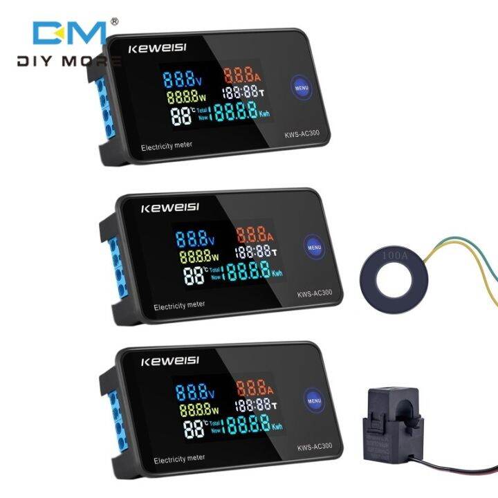 diymore KWS-AC300 AC 50-300V Power Energy Meter Voltmeter Ammeter kWh Digital AC Electric ...