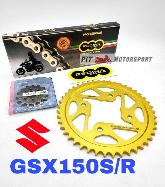 SUZUKI GSXS150 GSXR150 Sprocket Chain Kit Set 428 Rantai Spoket Italy ...
