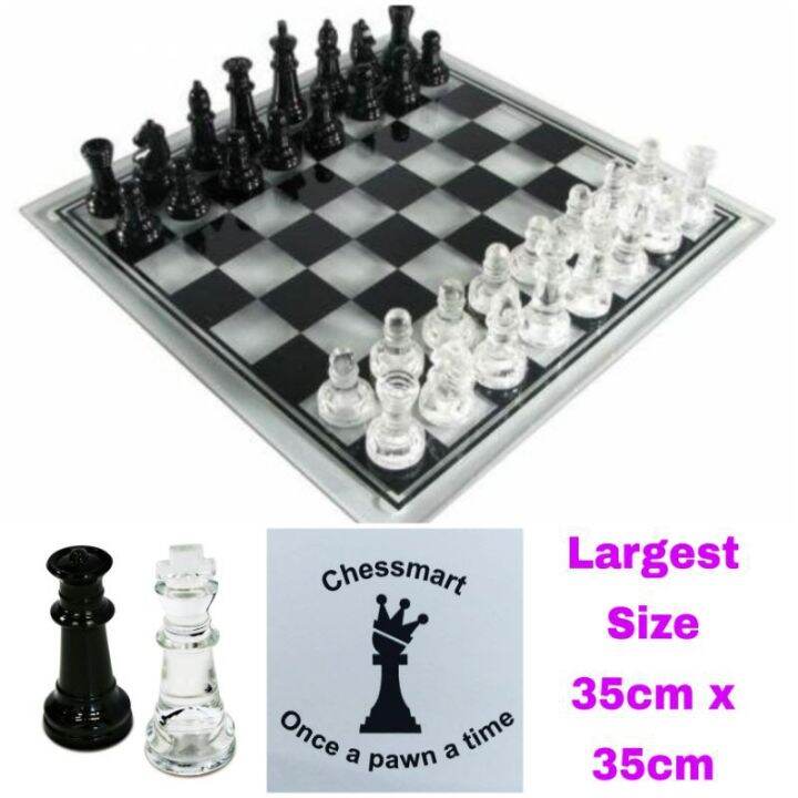 Chessmart Black & Clear Glass Chess Set,, Set Catur Kaca Buah Hitam ...